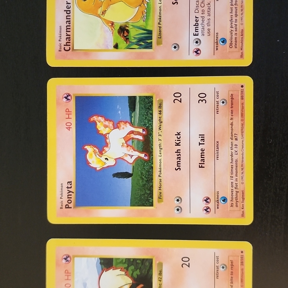 Shadowless Charmander, Growlithe & Ponyta Base Set (N… - Gem